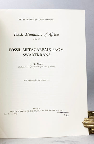 Fossil Metacarpals from Swartkrans – Natural History Books